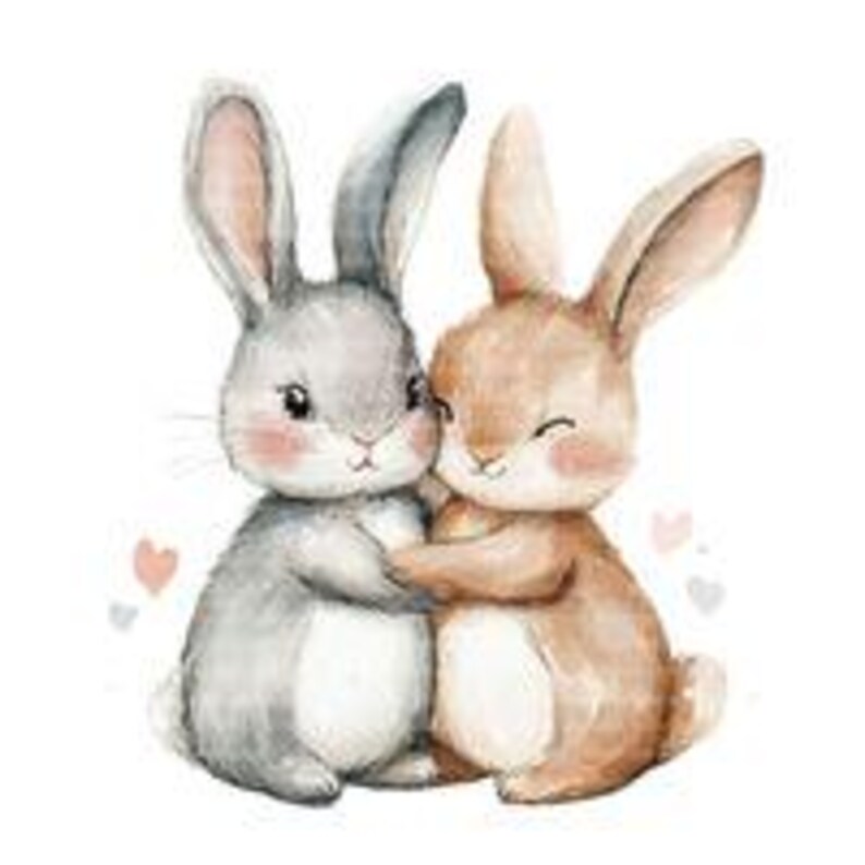 10 Cute Bunny Couple Clipart, Printable Watercolor Clipart, Valentine's ...