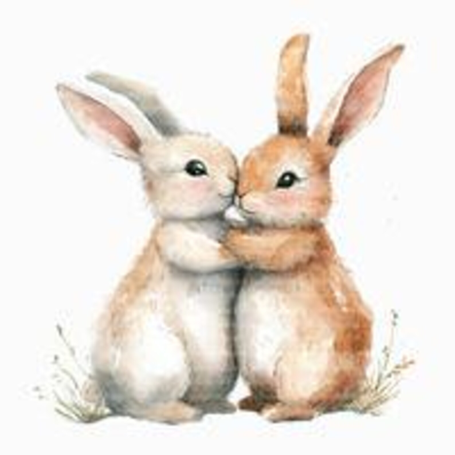 10 Cute Bunny Couple Clipart, Printable Watercolor Clipart, Valentine's ...