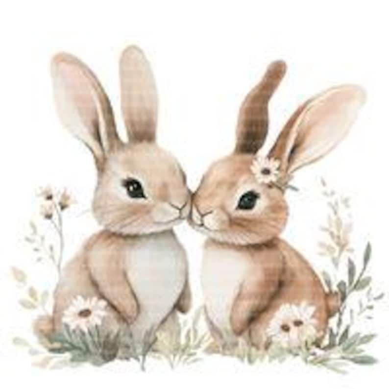 10 Cute Bunny Couple Clipart, Printable Watercolor Clipart, Valentine's ...