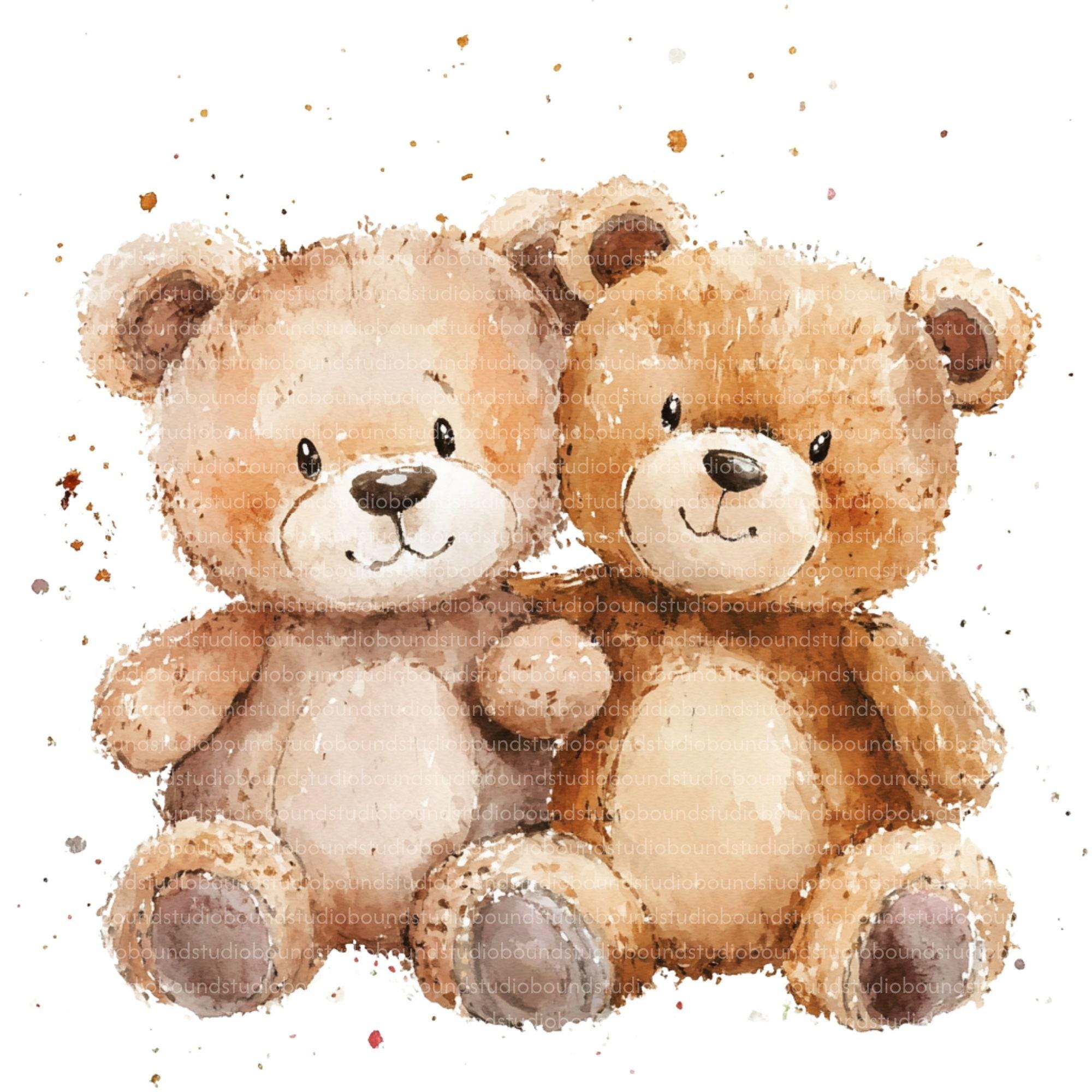 14 Watercolor Teddy Bear Couple Clipart, Printable Watercolor Clipart ...