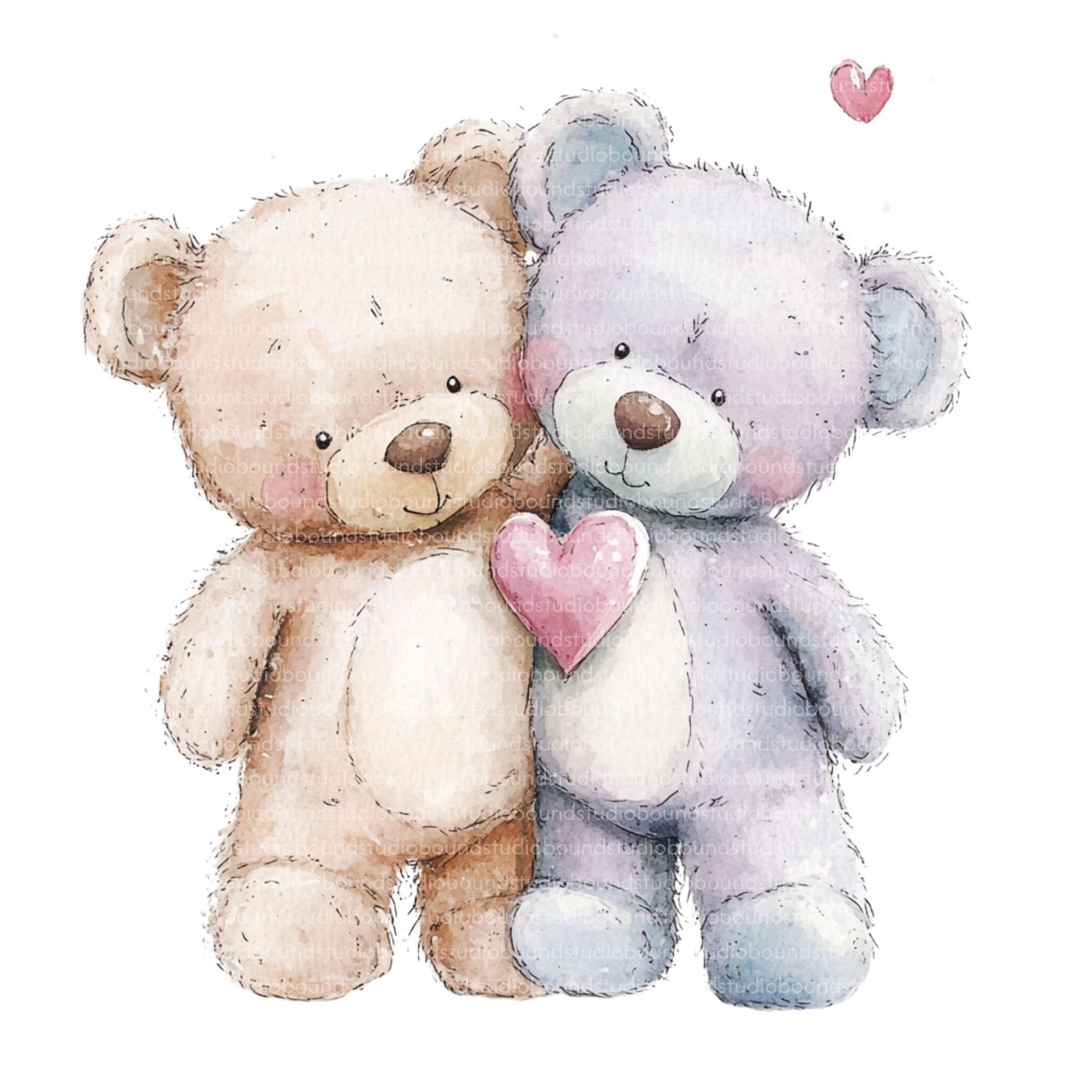 14 Watercolor Teddy Bear Couple Clipart, Printable Watercolor Clipart ...