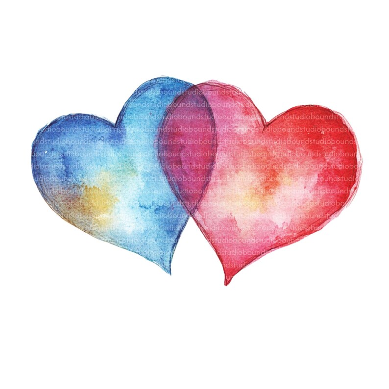 10 Watercolor Hearts Clipart, Printable Watercolor Clipart, Valentine's ...