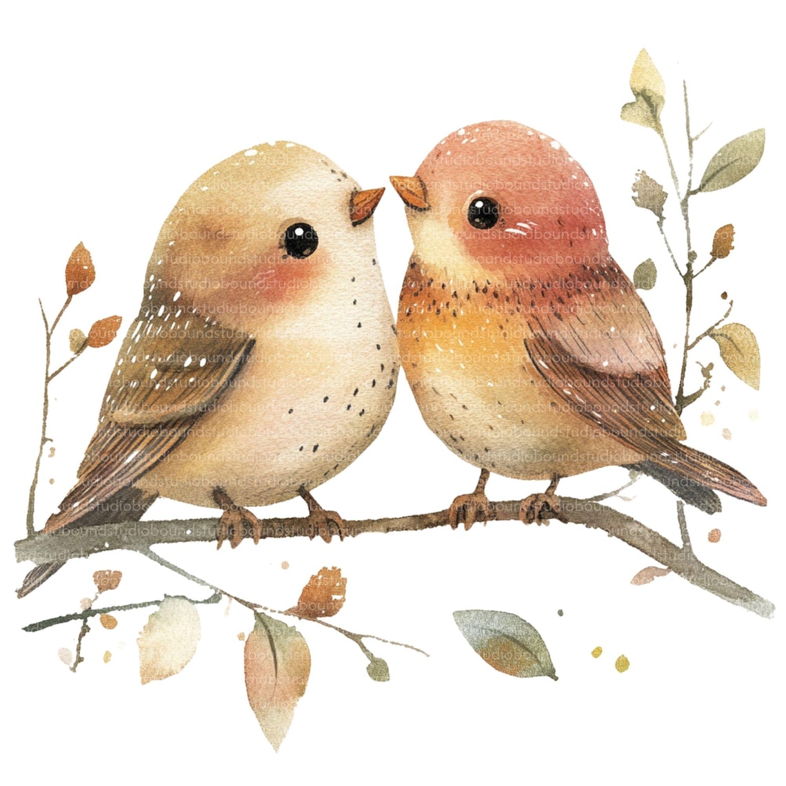 11 Cute Birds in Love Clipart, Printable Watercolor Clipart, Digital ...