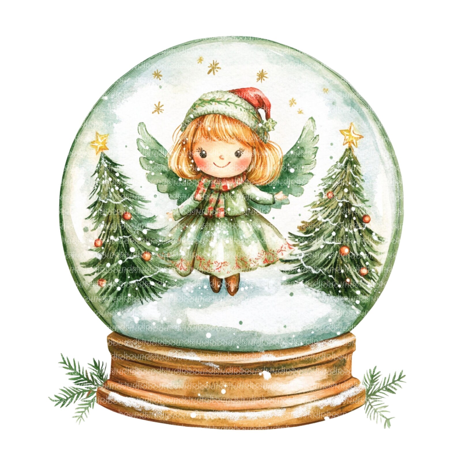 14 Christmas Snow Globe Clipart, Printable Watercolor Clipart ...