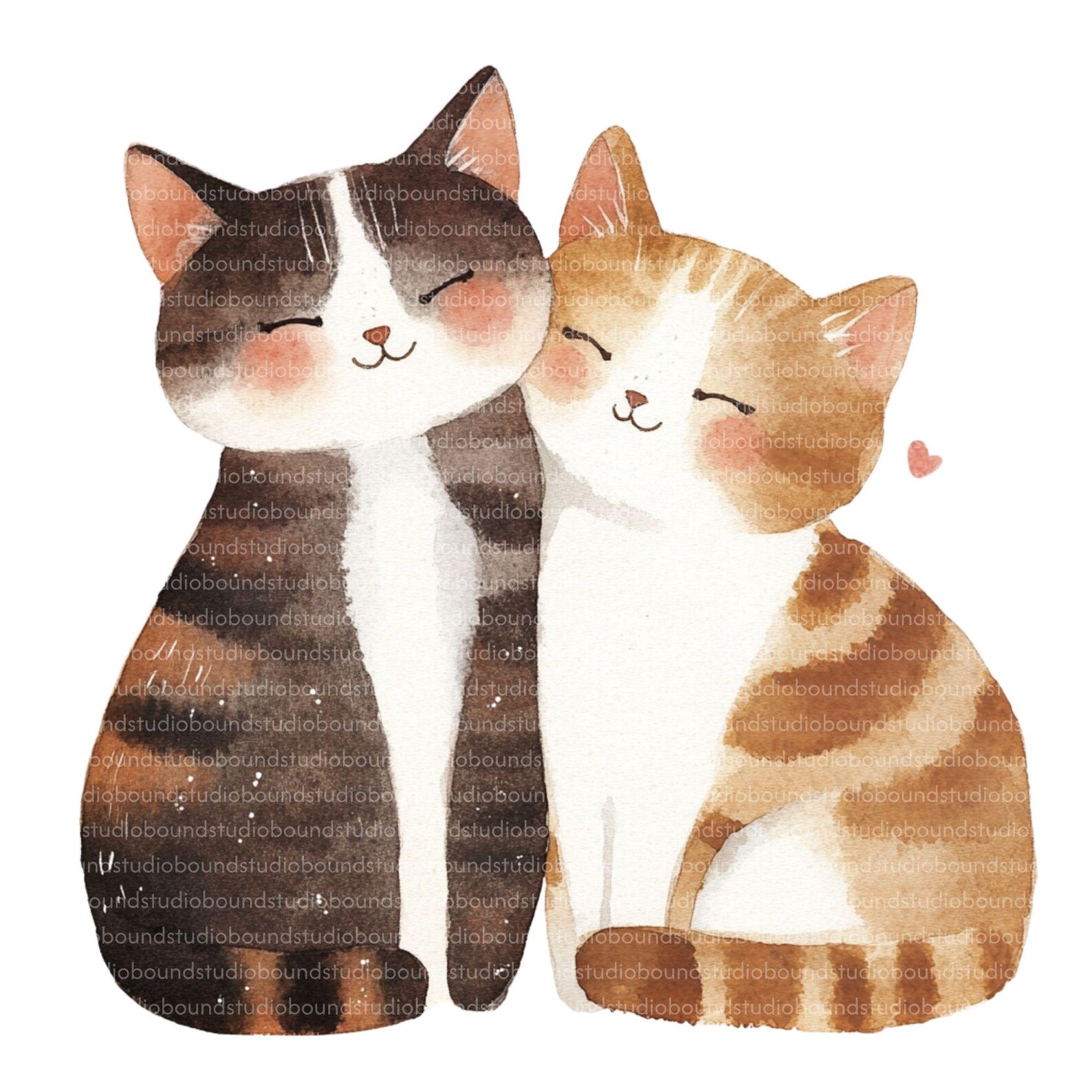 13 Cute Cat Couple Clipart, Printable Watercolor Clipart, Cat Clipart ...