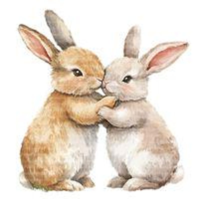 10 Cute Bunny Couple Clipart, Printable Watercolor Clipart, Valentine's ...