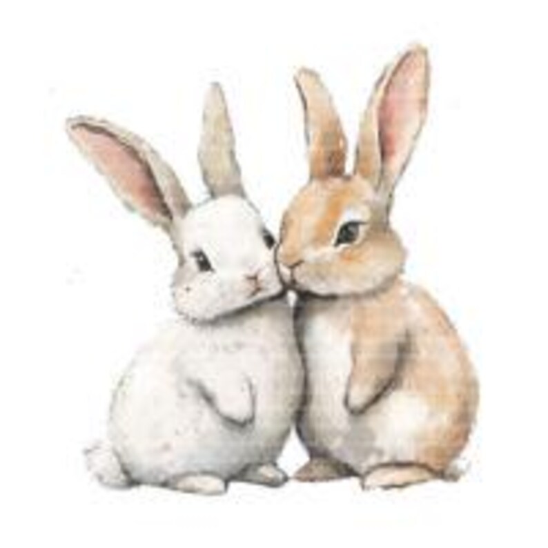 10 Cute Bunny Couple Clipart, Printable Watercolor Clipart, Valentine's ...