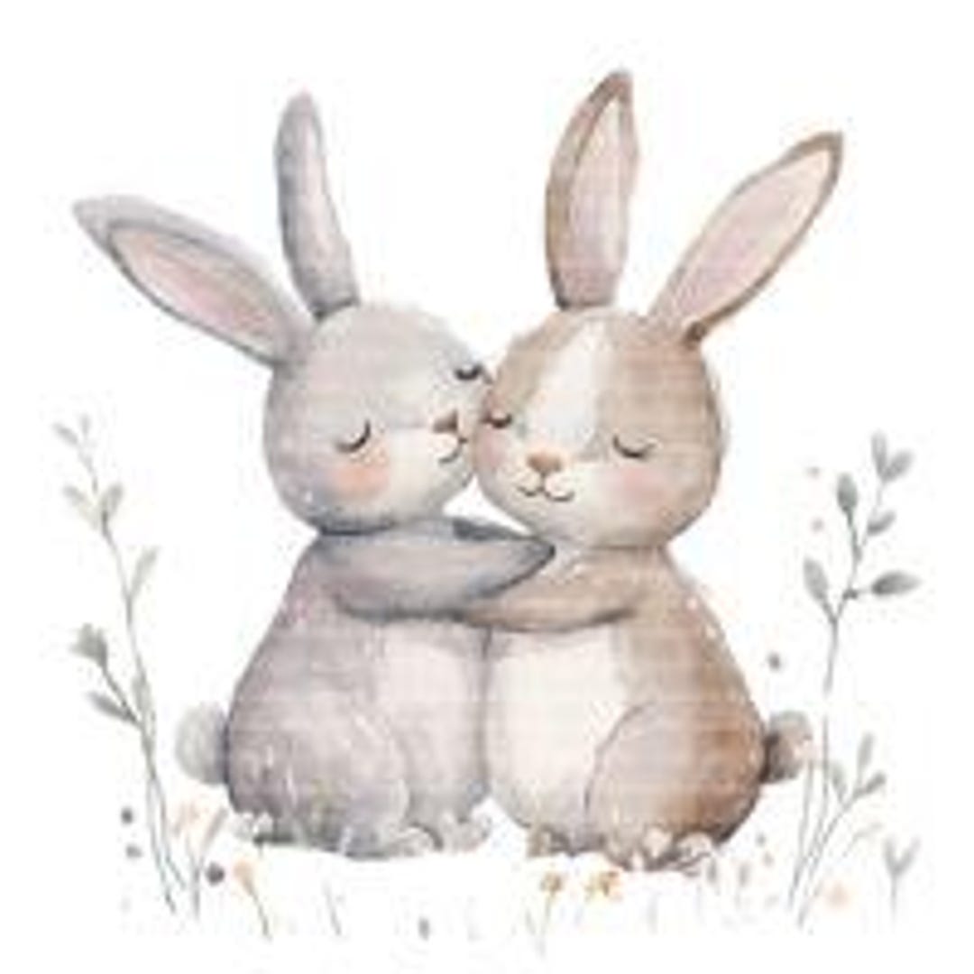 10 Cute Bunny Couple Clipart, Printable Watercolor Clipart, Valentine's ...