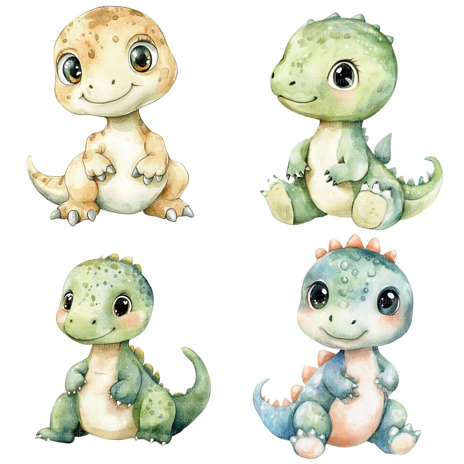 Watercolor Baby Dinosaur Clipart, Printable PNG/JPG (digital Download ...