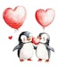 Penguin Couple Watercolor Clipart: Valentine's Day Graphics (digital ...