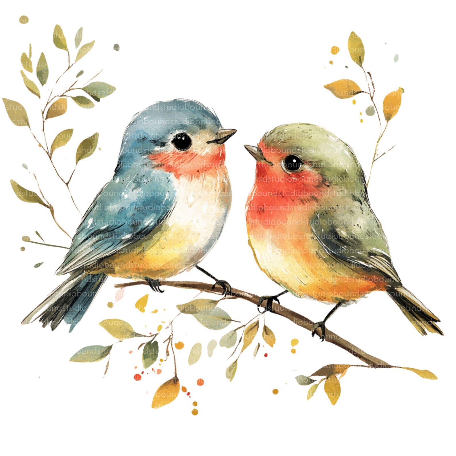 11 Cute Birds in Love Clipart, Printable Watercolor Clipart, Digital ...