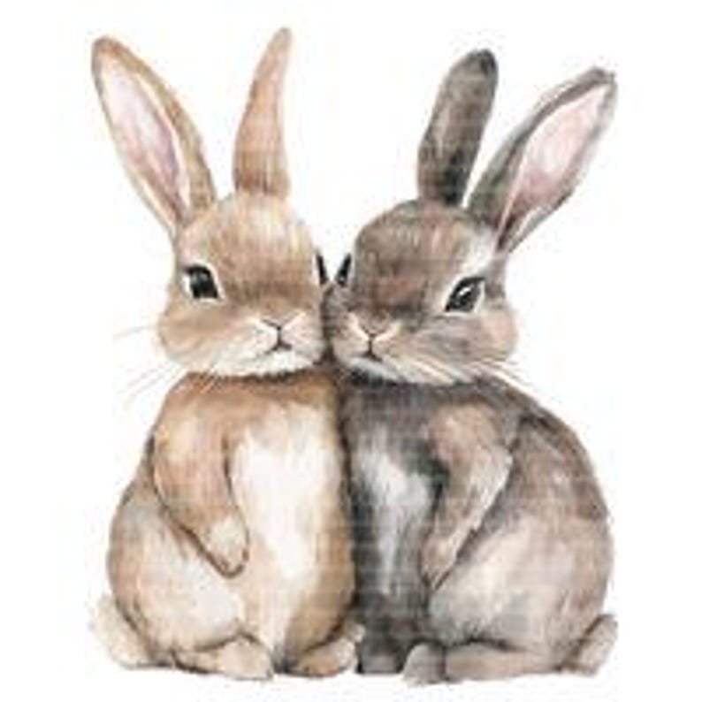 10 Cute Bunny Couple Clipart, Printable Watercolor Clipart, Valentine's ...