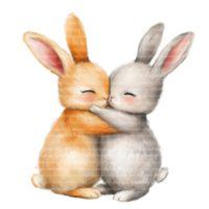 10 Cute Bunny Couple Clipart, Printable Watercolor Clipart, Valentine's ...