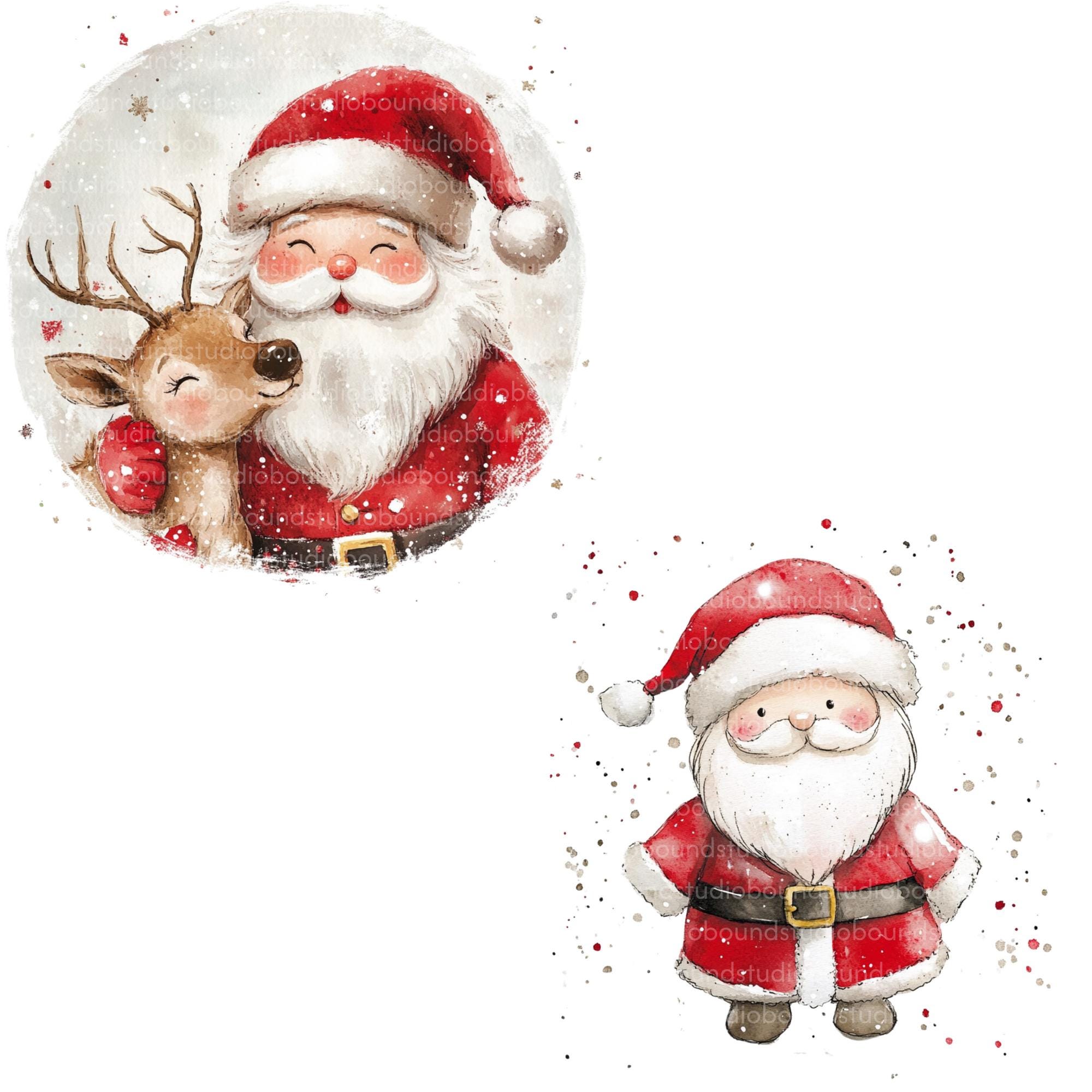 12 Watercolor Santa Claus Clipart, Printable Watercolor Clipart ...