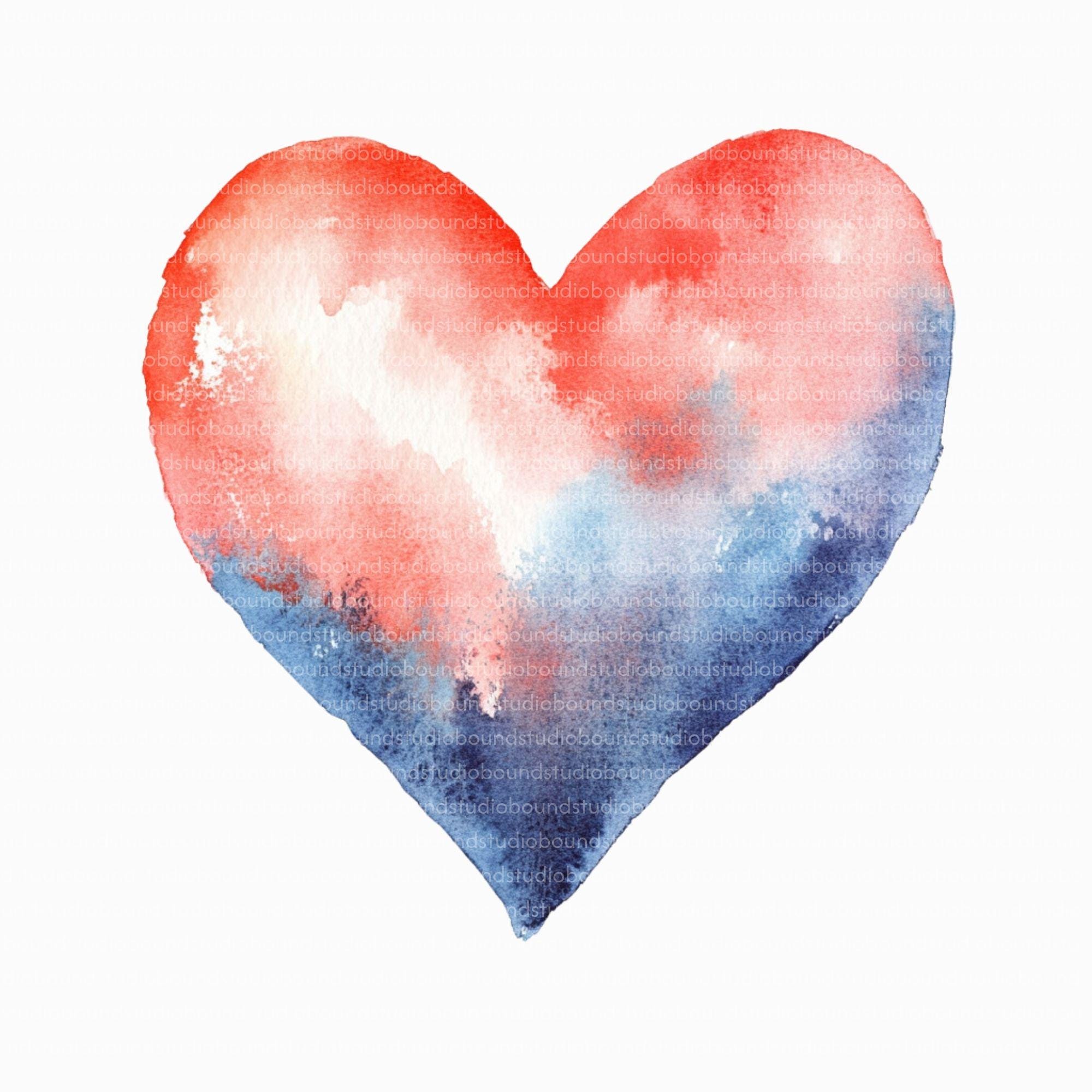12 Watercolor Heart Clipart, Printable Watercolor Clipart, Valentine's ...