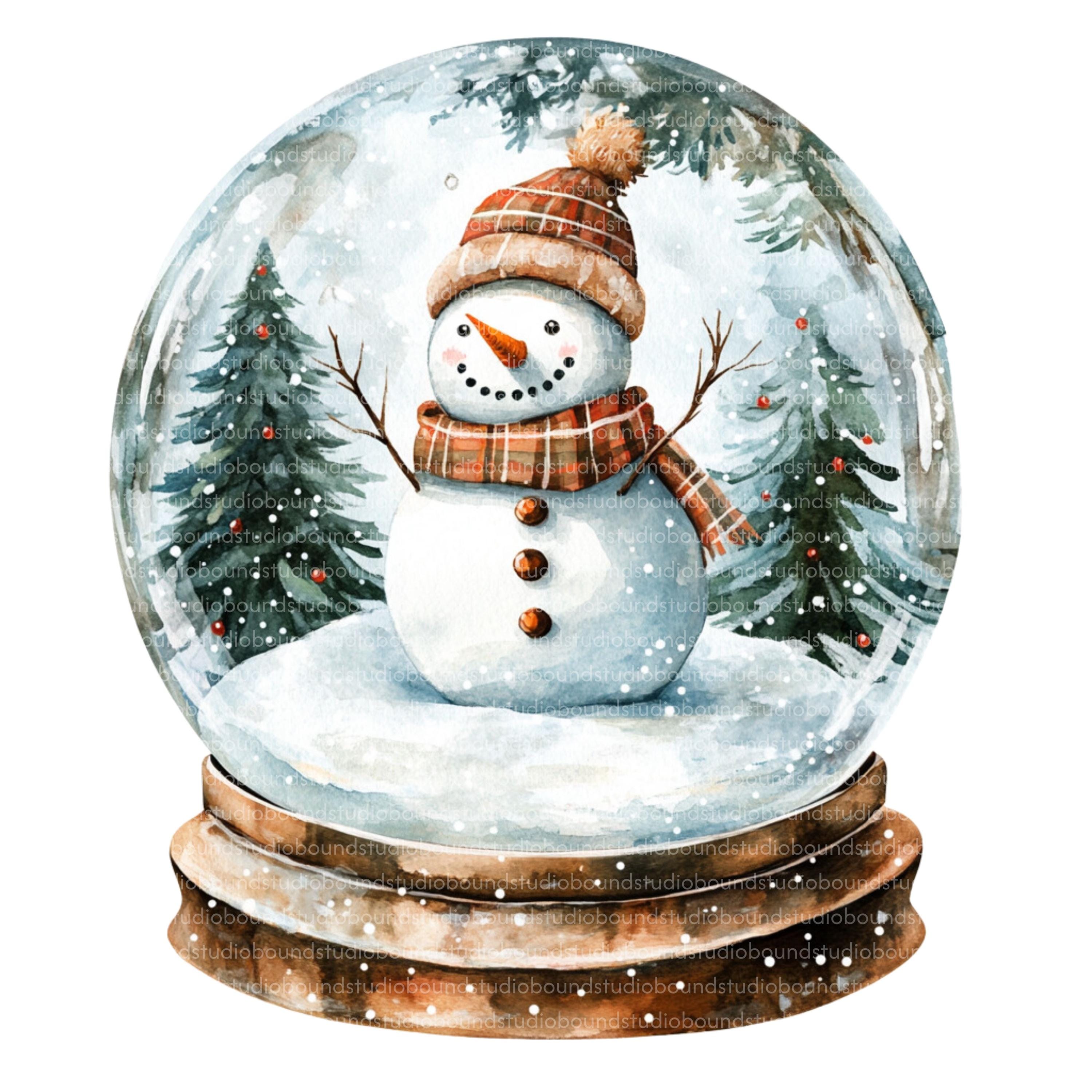 14 Christmas Snow Globe Clipart, Printable Watercolor Clipart ...