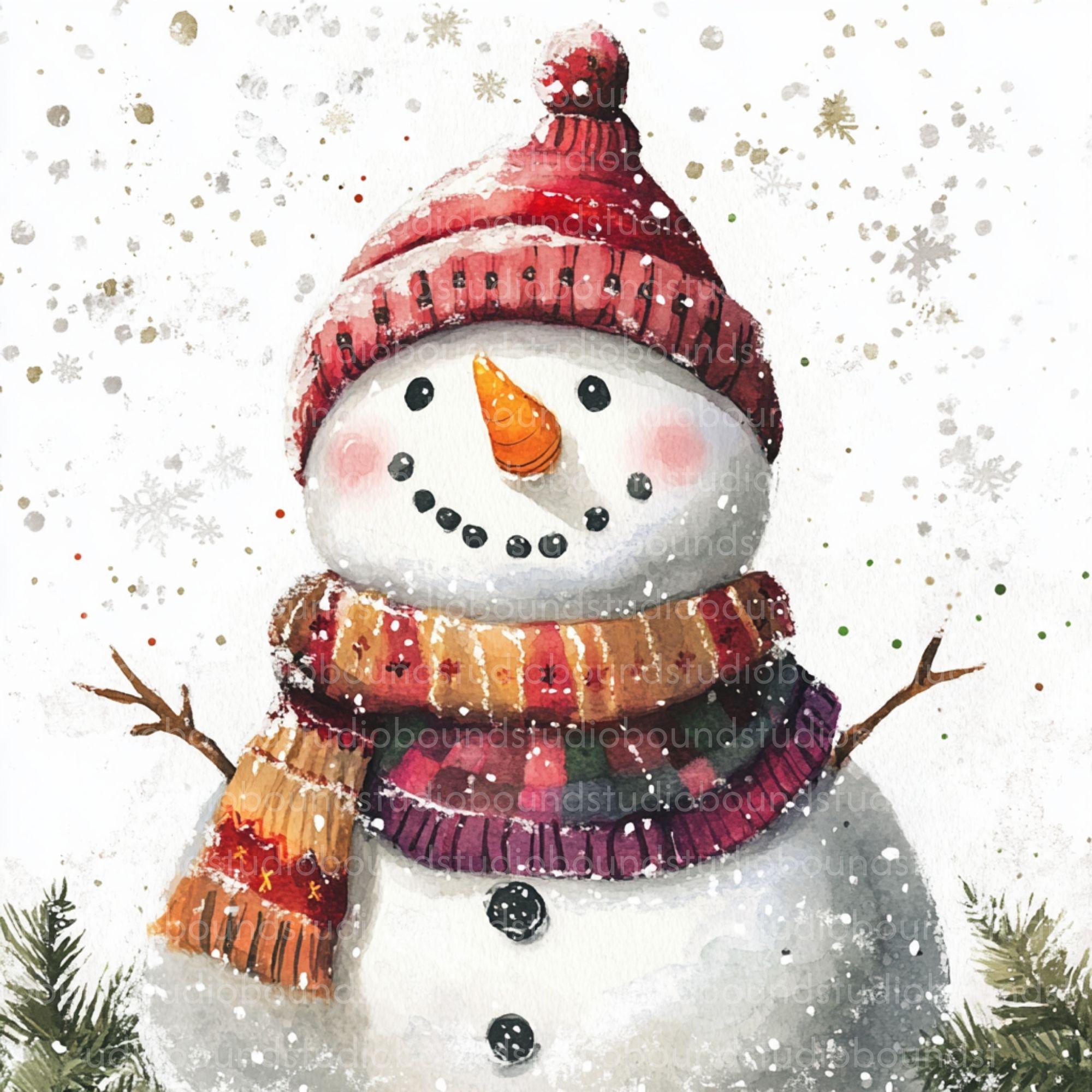 20 Happy Watercolor Christmas Snowman Clipart, Printable Watercolor ...