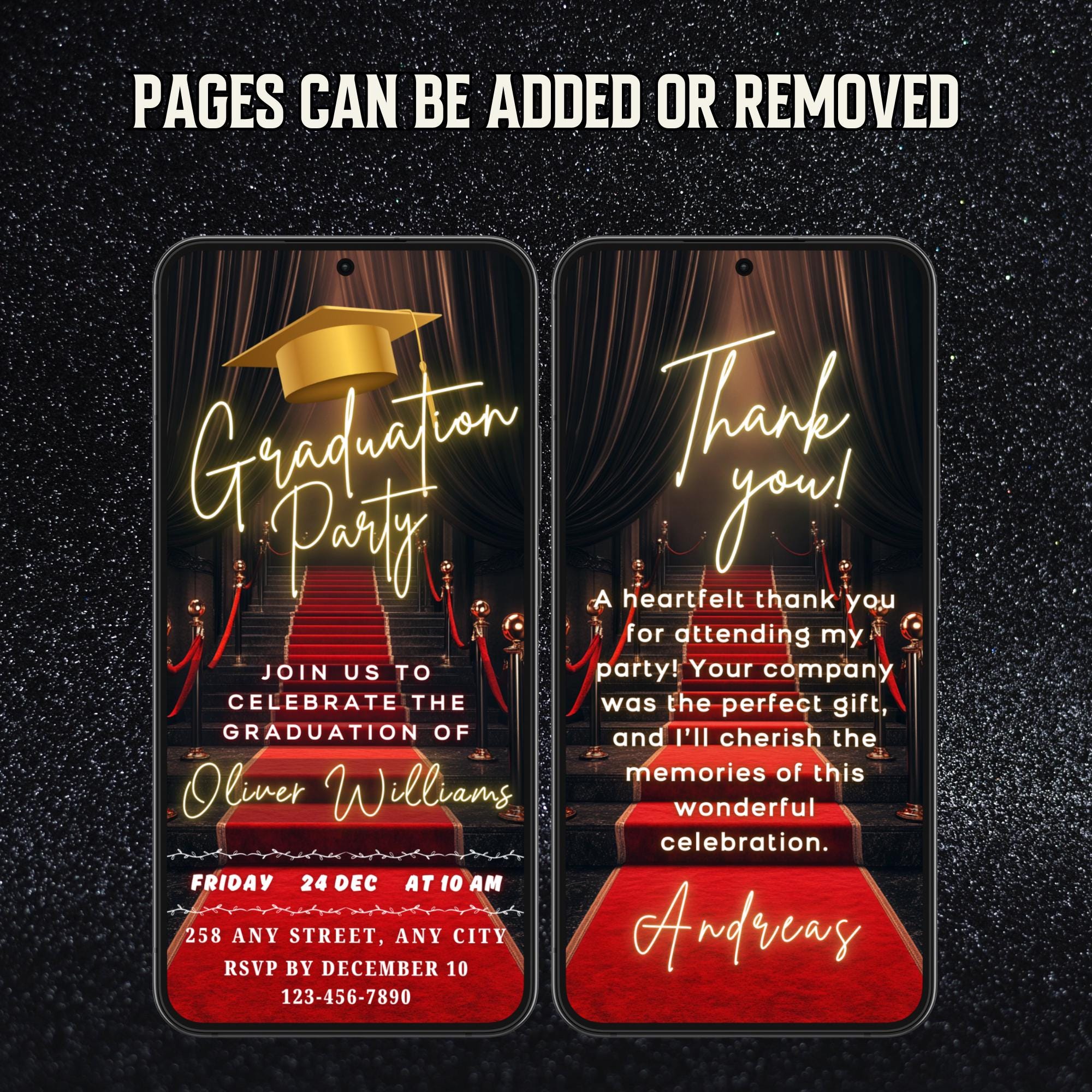 Luxe Graduation Party Invite | Hollywood Gala Style | VIP Red Carpet ...