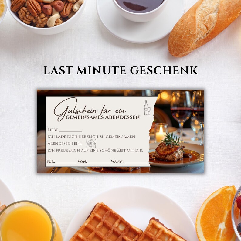 Abendessen Gutschein Vorlage – PDF Zum Ausdrucken & Canva-vorlage - Etsy