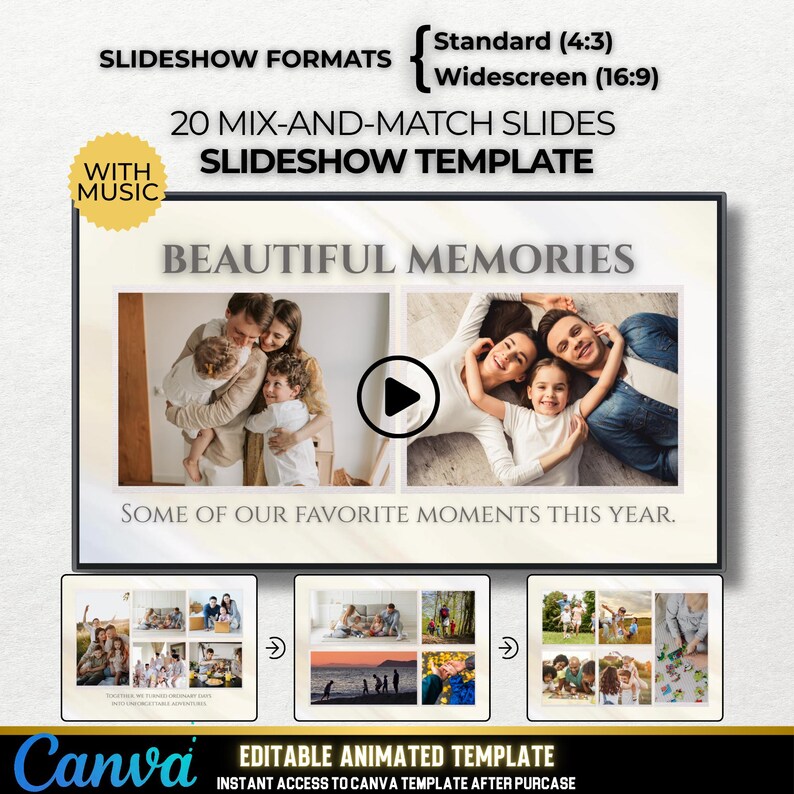Family Memories Slideshow Template Canva, Birthday Slideshow, Digital ...