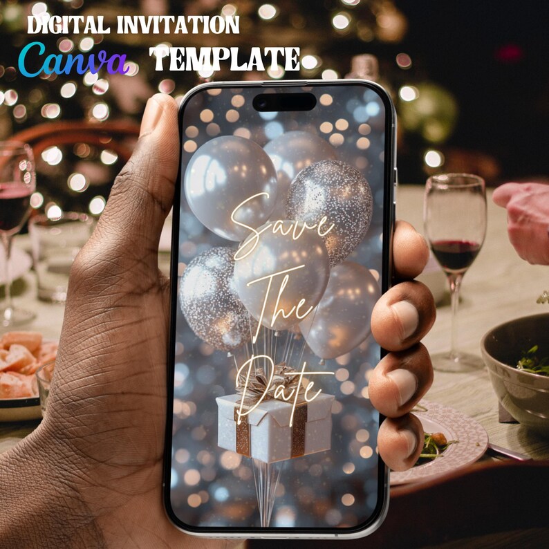 Animated Save the Date Birthday Dinner Invitation | Elegant Gold ...