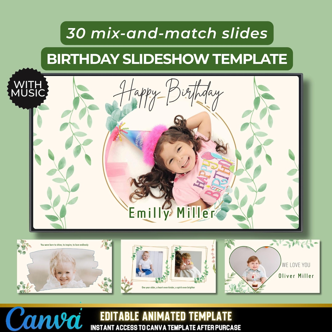 Kids Birthday Slideshow Video Template | Animated Canva (instant ...