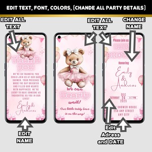 Animated Baby Shower Invitation With Bear for Girl | Cute Pink Baby ...