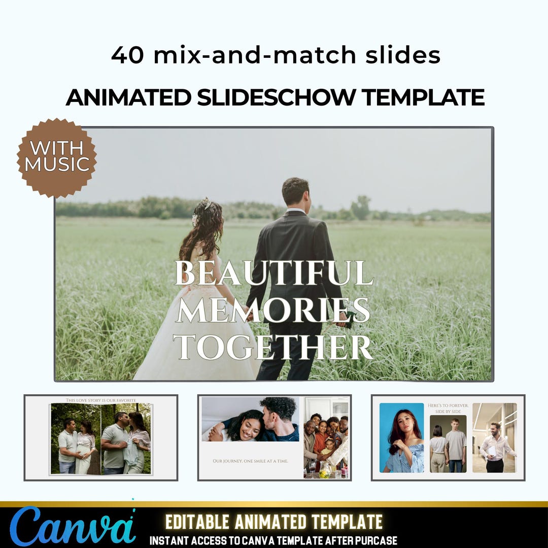 Romantic Couple Slideshow | Anniversary Video, Canva Template (digital ...