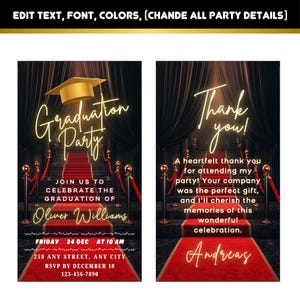 Luxe Graduation Party Invite | Hollywood Gala Style | VIP Red Carpet ...