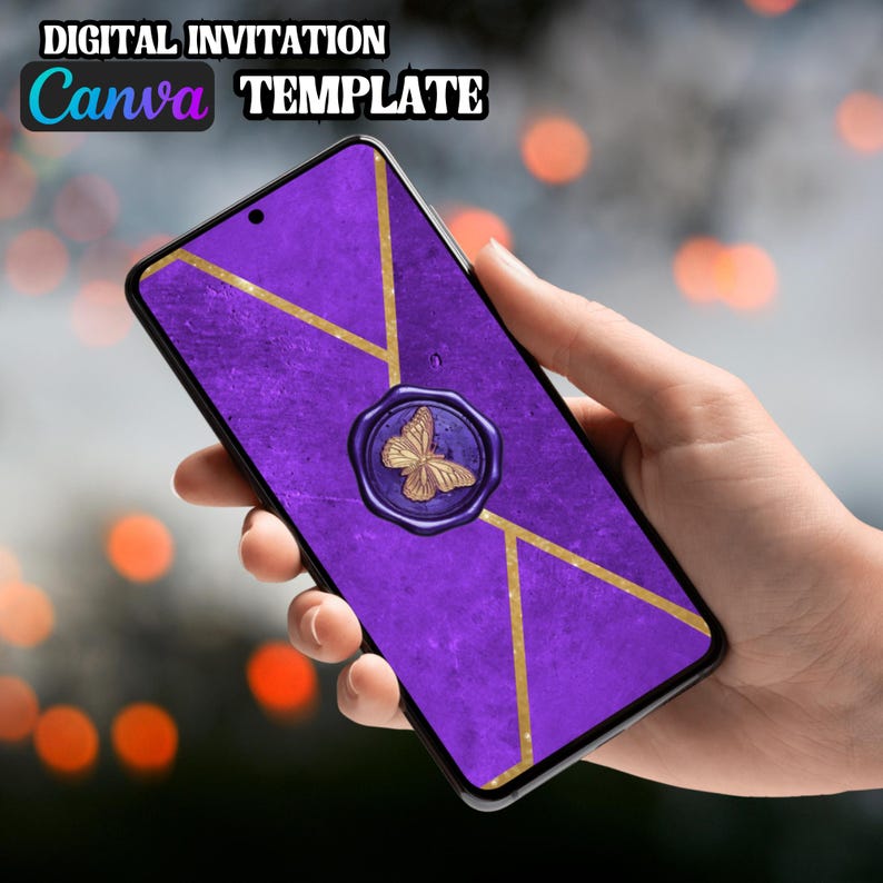 PURPLE Surprise Birthday Party Animated Invitation | Editable Canva ...