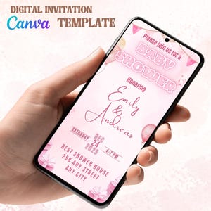 Animated Baby Shower Invitation With Bear for Girl | Cute Pink Baby ...