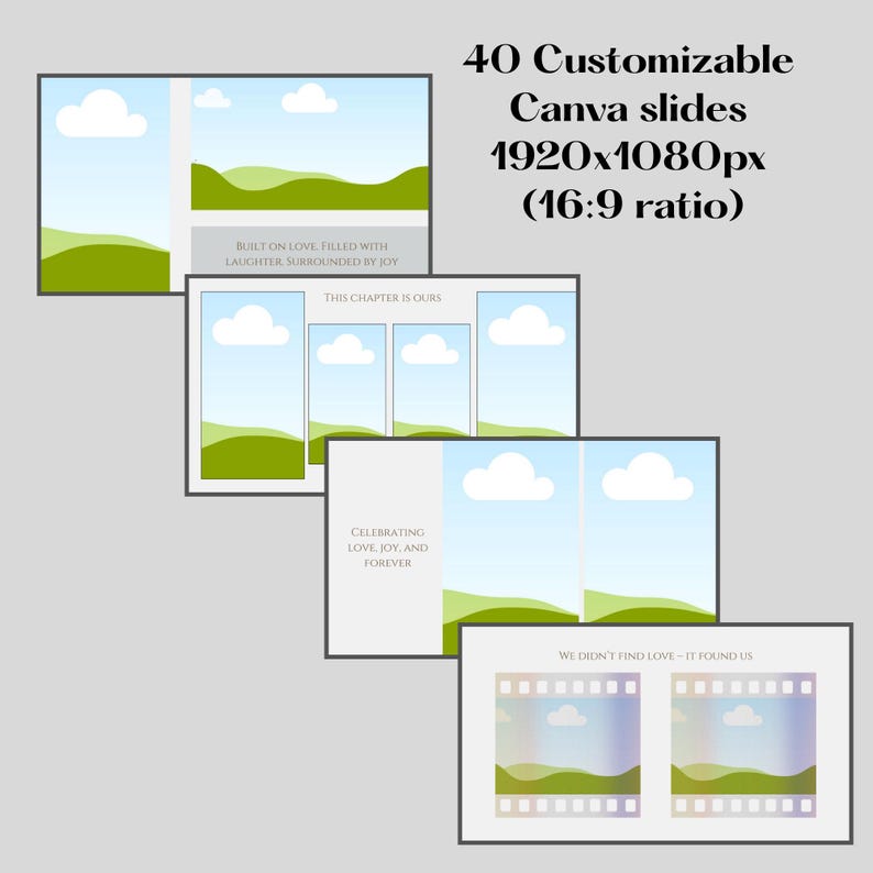 Animated Wedding Slideshow Canva Template | Romantic Love Story MP4 (40 ...