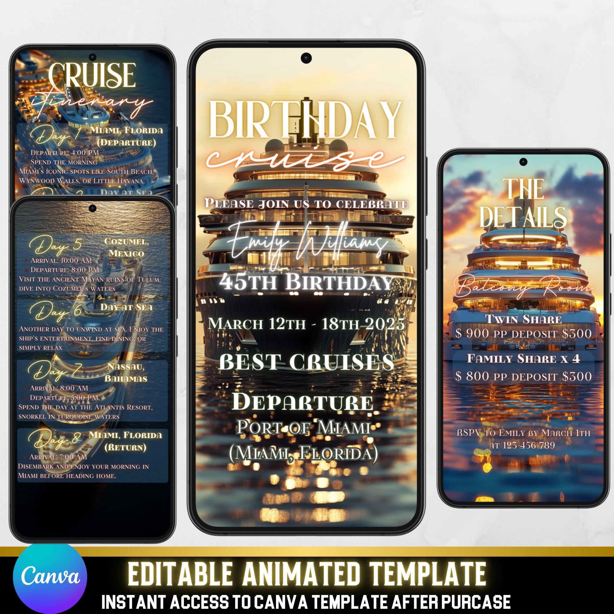 Animated Birthday Cruise Template | Digital Cruise Invitation ...