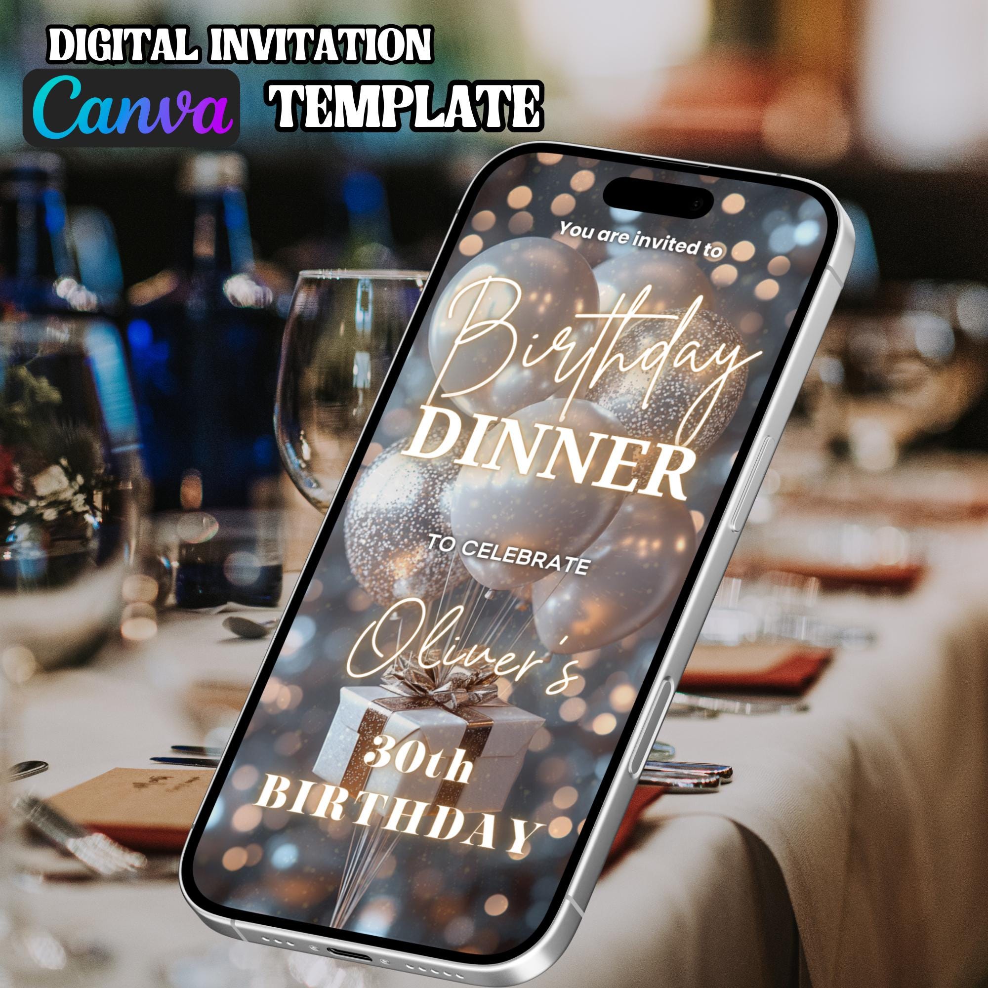 Animated Save the Date Birthday Dinner Invitation | Elegant Gold ...