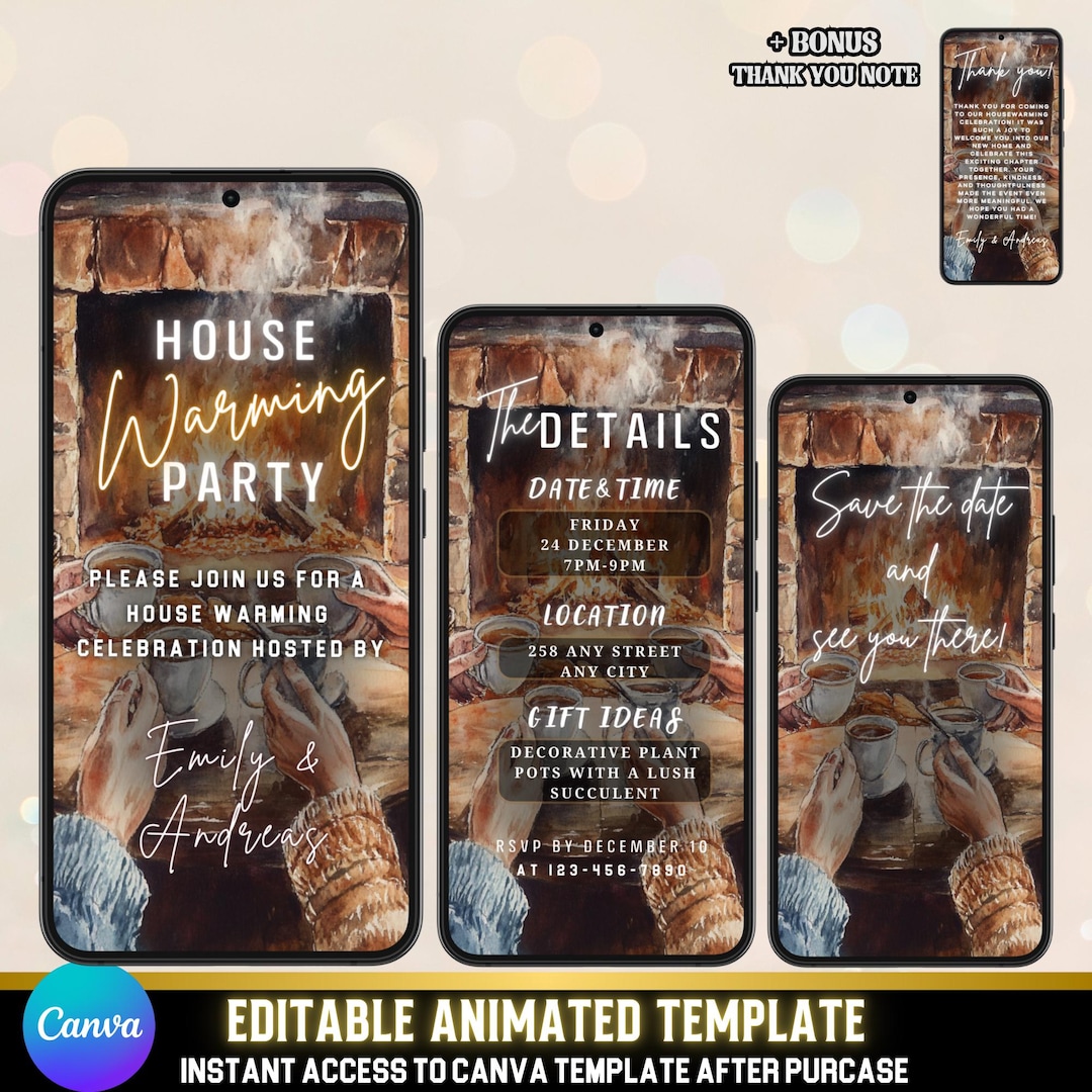 Animated Housewarming Invitation, Digital Animated Evite Template, Cozy ...