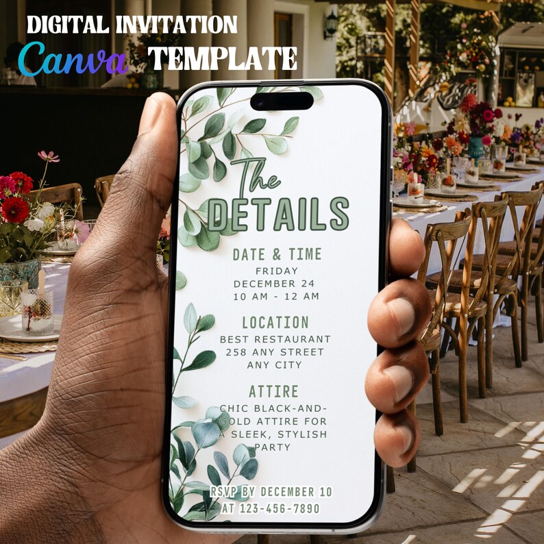 Elegant Birthday Dinner Invitation Video, Sage Green, Gold Envelope ...