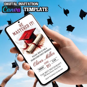 Digital Red Grad Party Invitation | Animated College Graduation Ecard ...