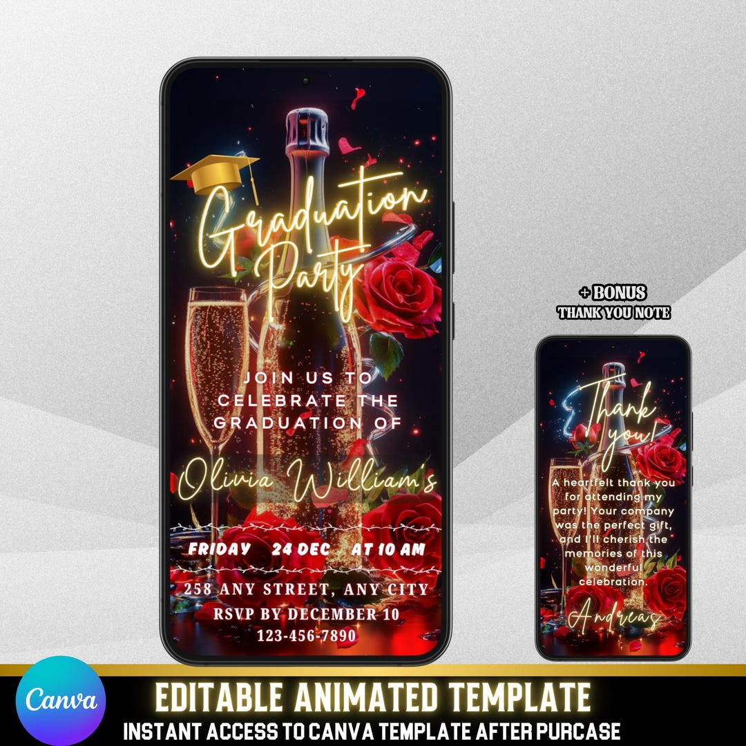 Luxury Champagne Graduation Party Invitation | Gold & Burgundy ...