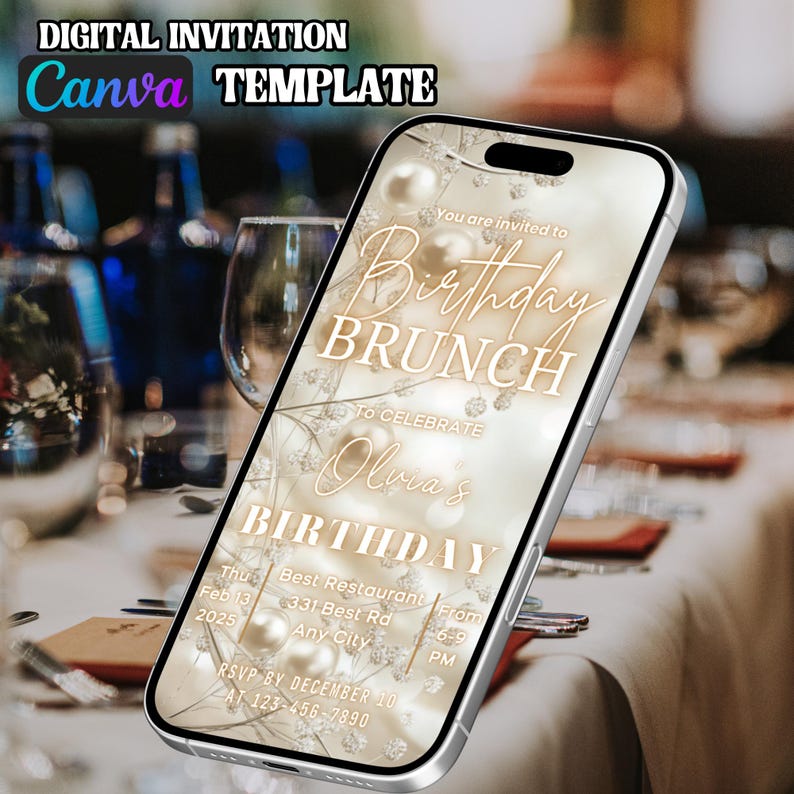 Elegant Birthday Brunch Video Invite | Animated Digital Invitation ...