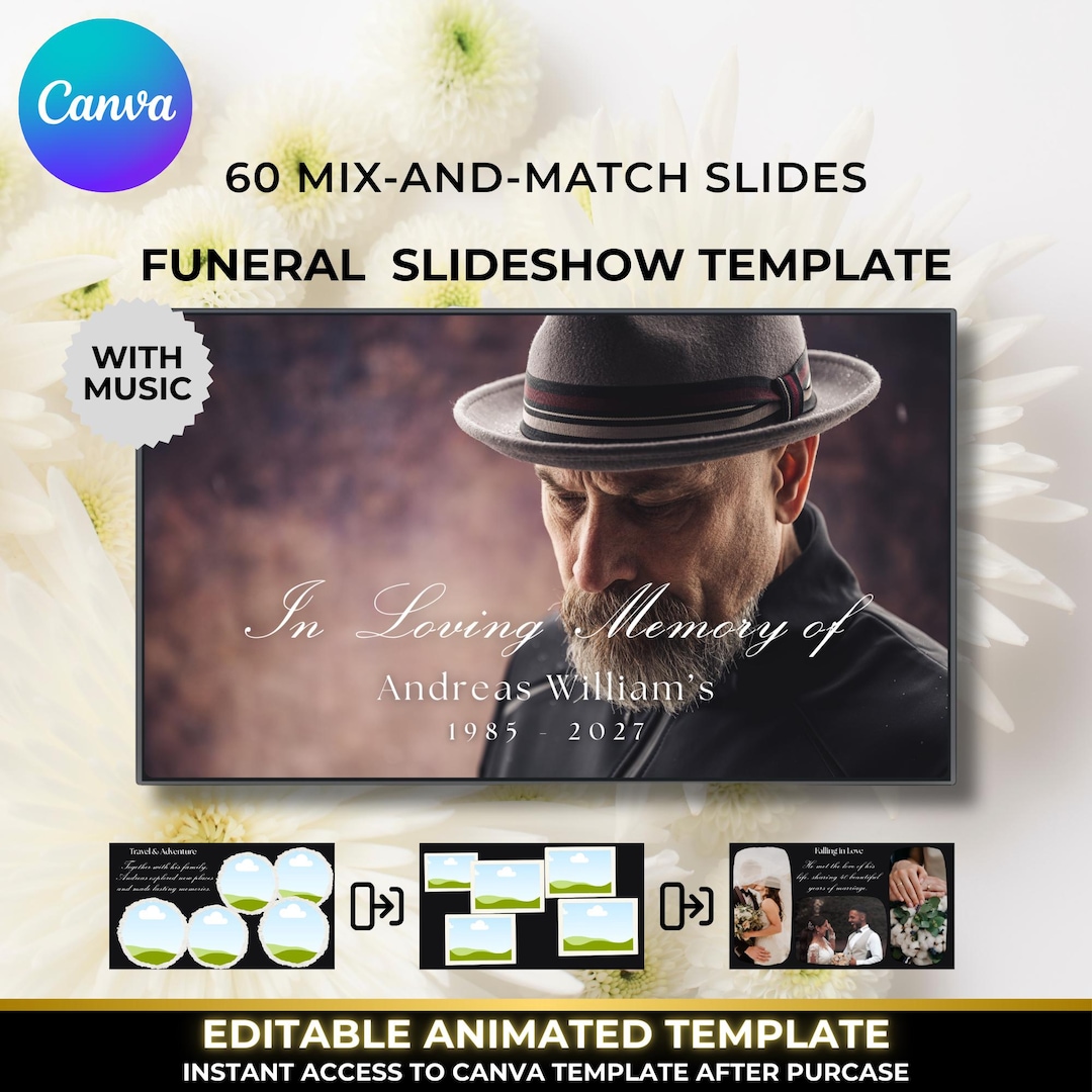 Elegant Funeral Slideshow Video | Canva Memorial Tribute (digital ...
