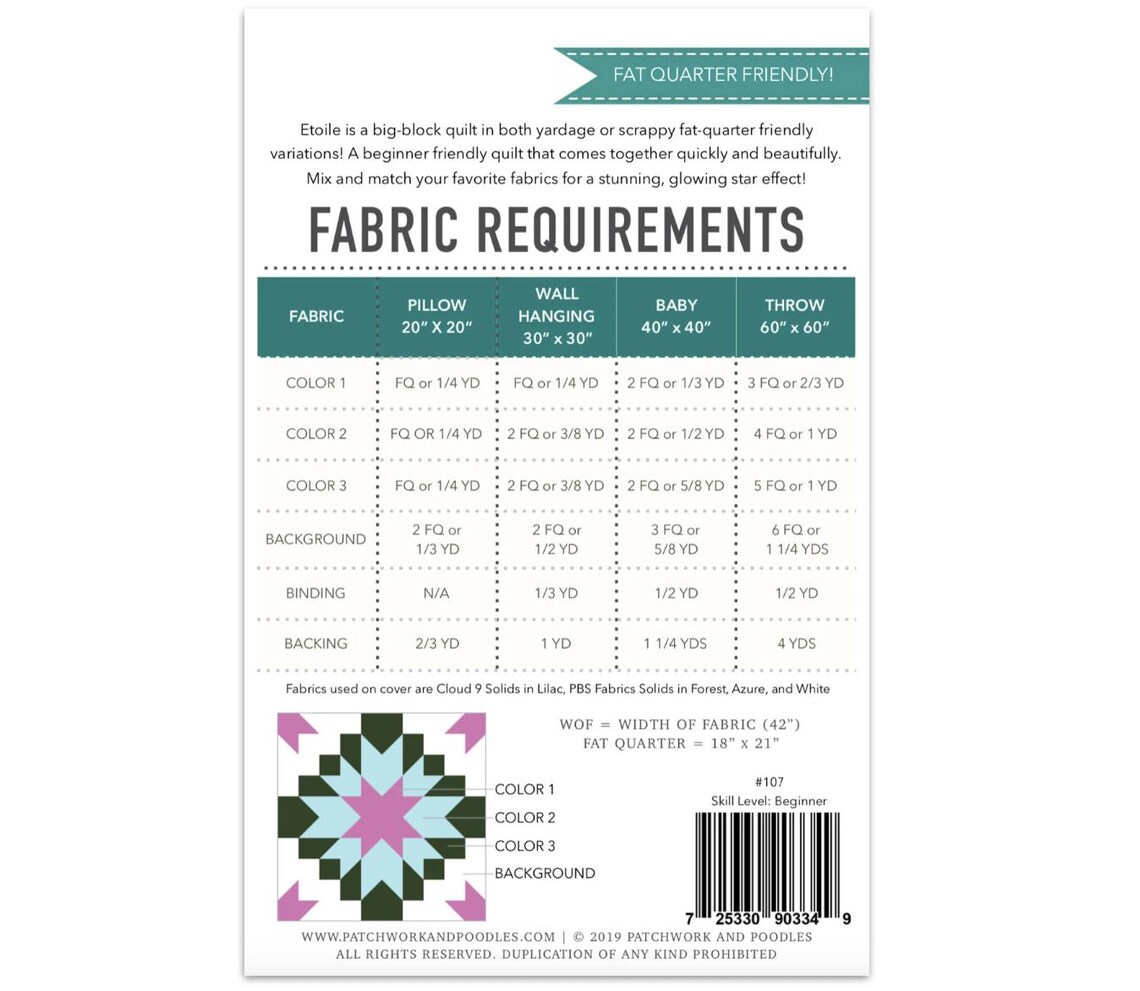 Etoile | PDF Quilt Pattern - Etsy