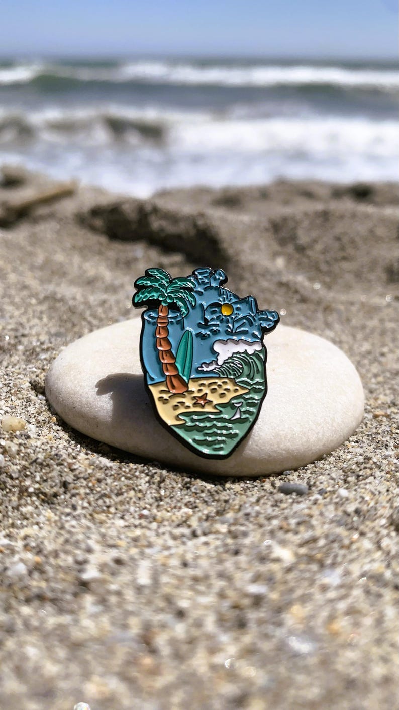 Anatomical Heart Ocean Pins – Lighthouse, Seashell & Tropical Beach ...