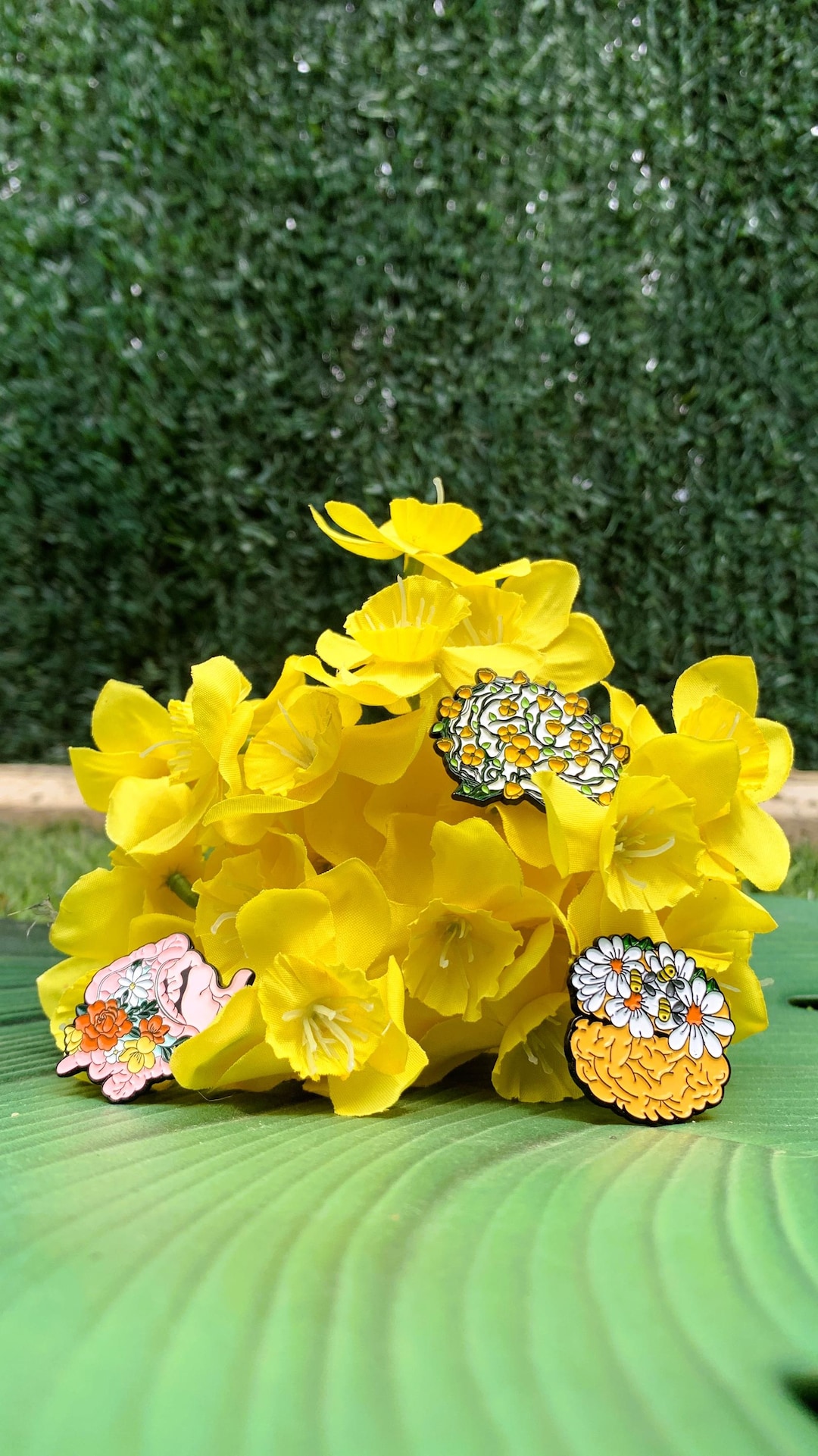 Anatomy Enamel Pin Set (3) – Brain & Intestine With Flowers – Unique ...