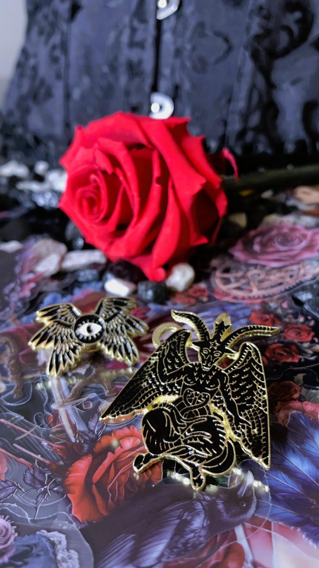 “occult Wings” Set | 2 Gothic Enamel Pins – Dark Magic & Esoteric Power ...