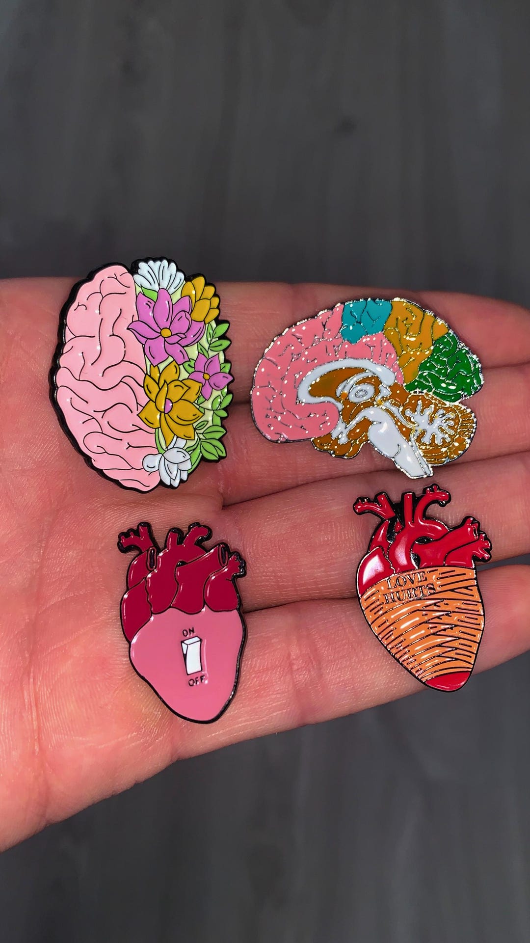 Artistic Brain and Heart Enamel Pin, Medical Badge for Doctors, Nurses ...