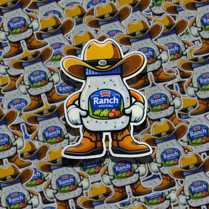 Cowboy Ranch Dressing Vinyl Sticker– Perfect for Ranch Lovers, Salad ...