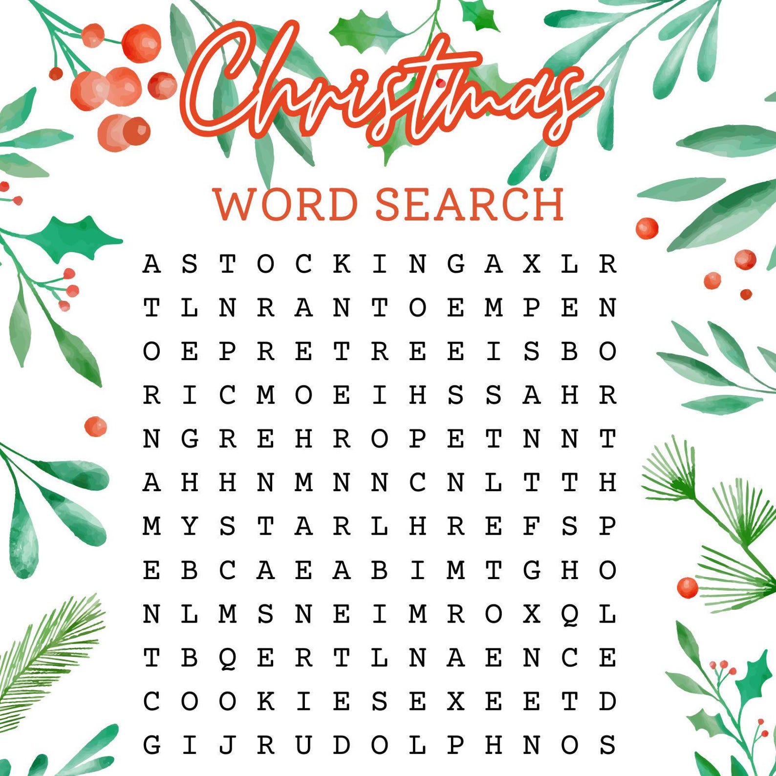 Christmas Word Search Game Holiday Games - Etsy