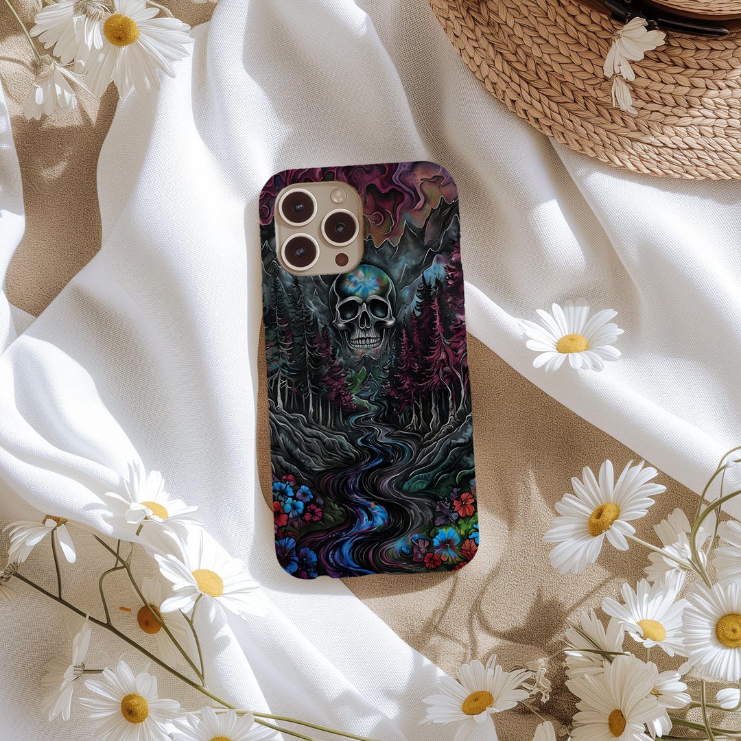 Stained Glass Effect Spooky Skull Gothic Grunge Mosaic Phone Case ...