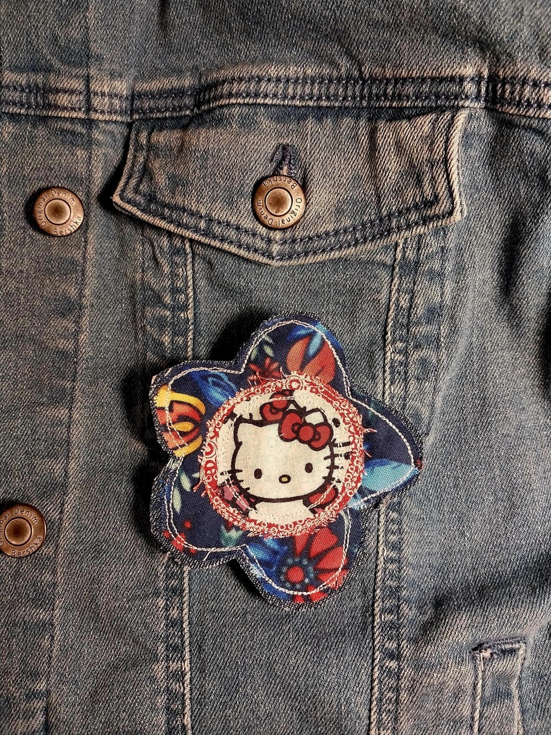 Hello Kitty Jean Patch. Retro Denim Repair. Sew On. BOHO Patch for ...