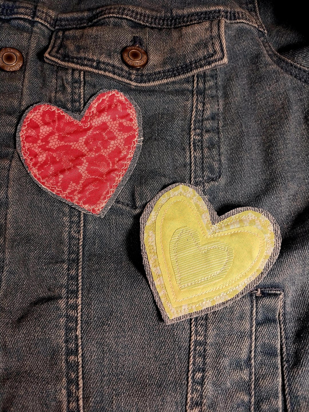 Jean Patch. Retro Heart Denim Repair. Iron on or Sew On. BOHO Patch for ...